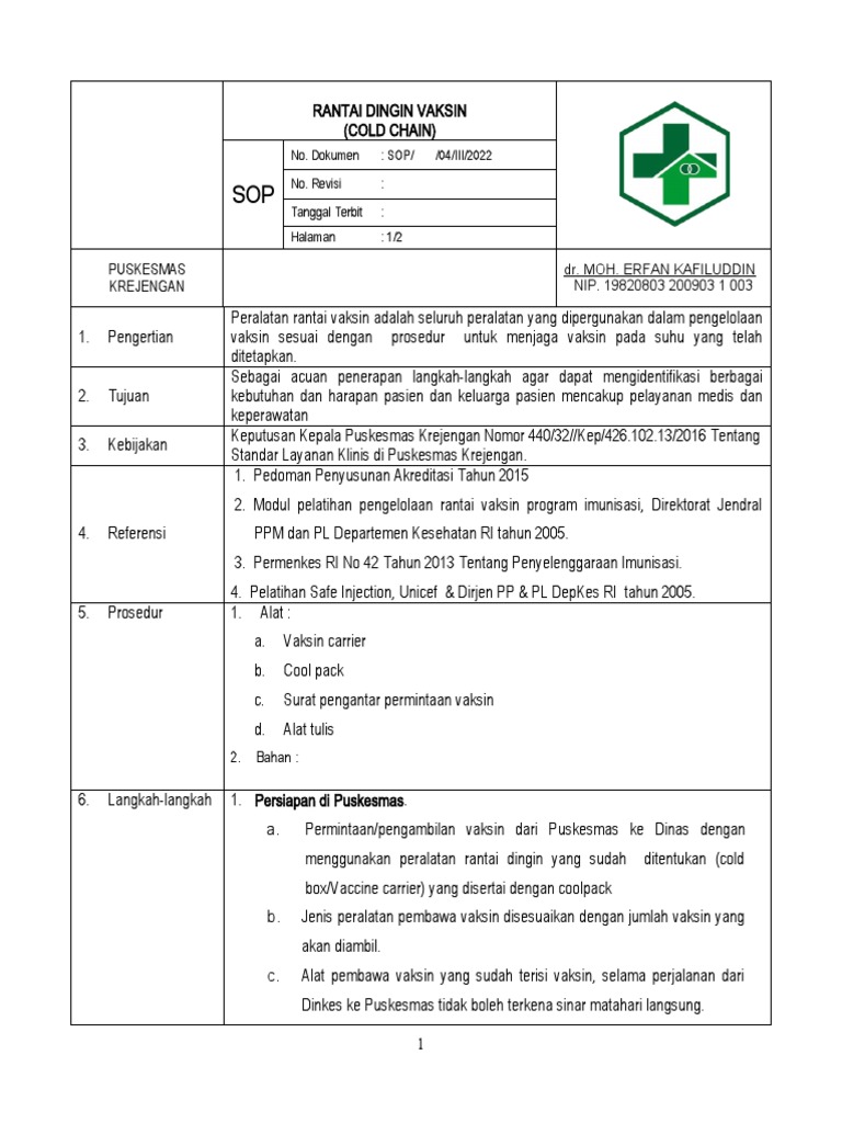 SOP Cold Chain FIX | PDF