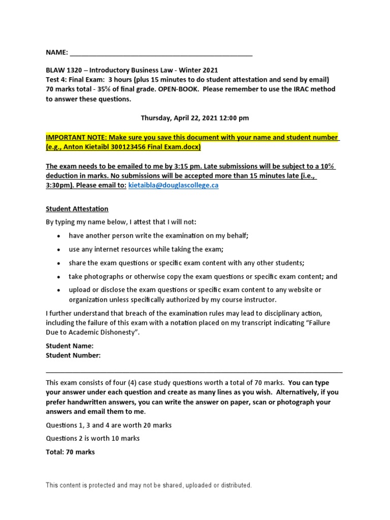 BLAW 1320 Test 4 Final Exam Winter 2021 | PDF | Insurance | Bankruptcy BLAW 1320 Test 4 Final Exam Winter 2021 | PDF | Insurance | Bankruptcy