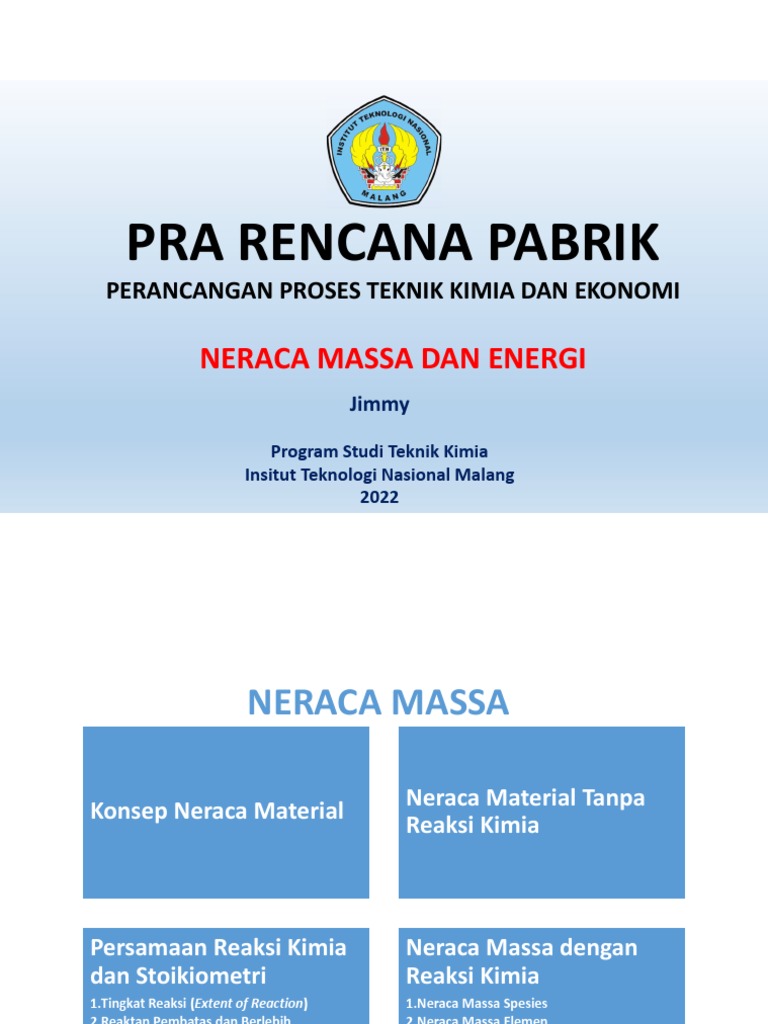Neraca Massa Dan Energi | PDF
