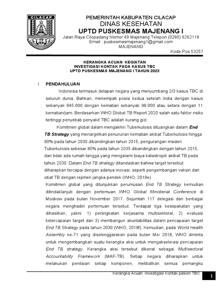 KAK Investigasi Kontak TB | PDF