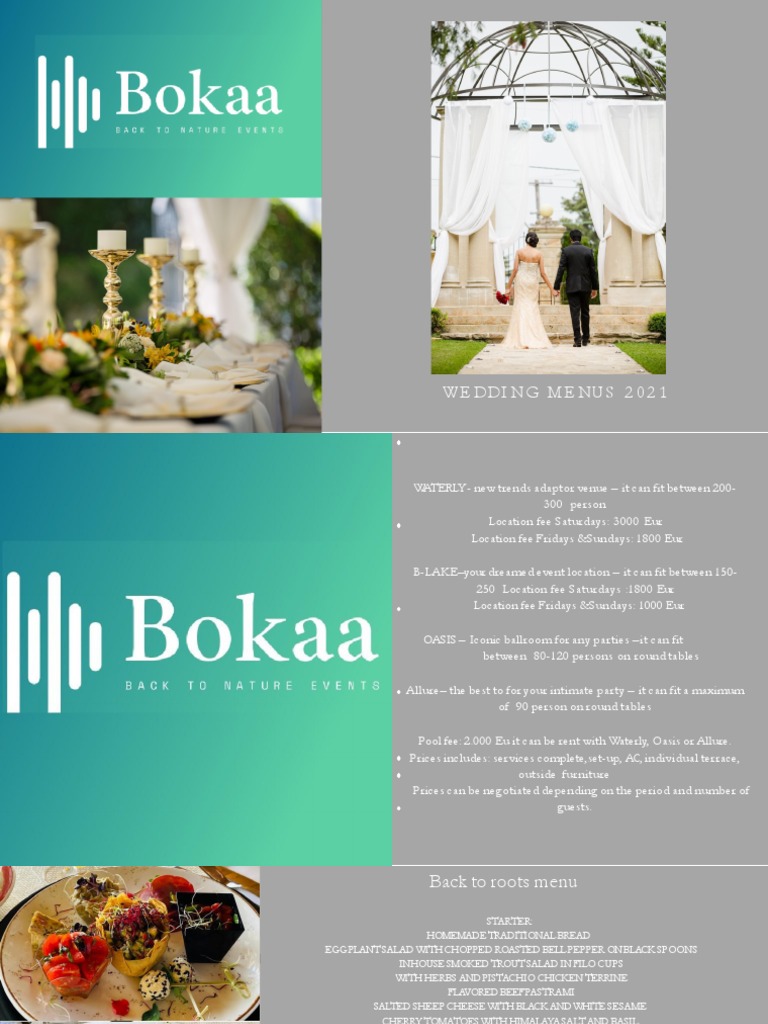 Menus Bokaa Weddings PPT | PDF | Salad | Drink