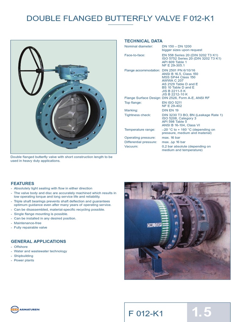 Double Flanged Butterfly Valve F 012-K1 Double Flanged Butterfly Valve F 012-K1 Double Flanged ...