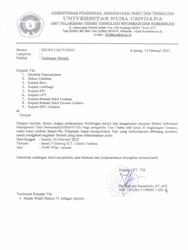 Undangan Bimtek SIMANTAP | PDF