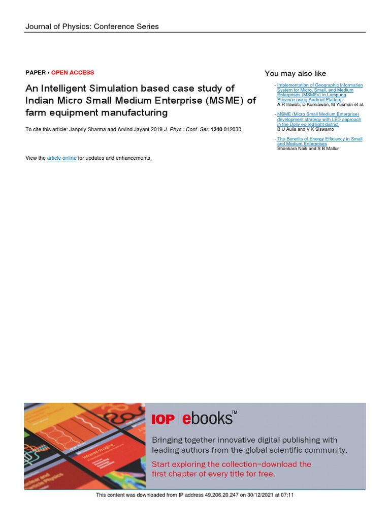 MSME Simulation in Farm Equipment Production | PDF | Simulation | Lean ...