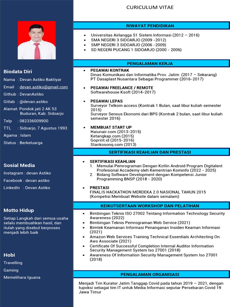 CV Devan Astiko: Programmer & IT Specialist | PDF | Seni