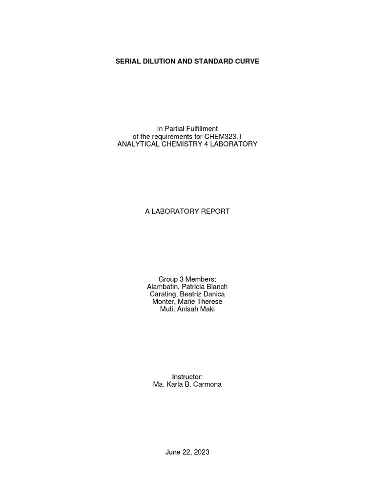 02 Serial Dilution (LAB REPORT) | PDF | Errors And Residuals ...