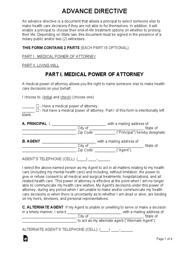 Advance Directive | PDF | Power Of Attorney | Health Sciences