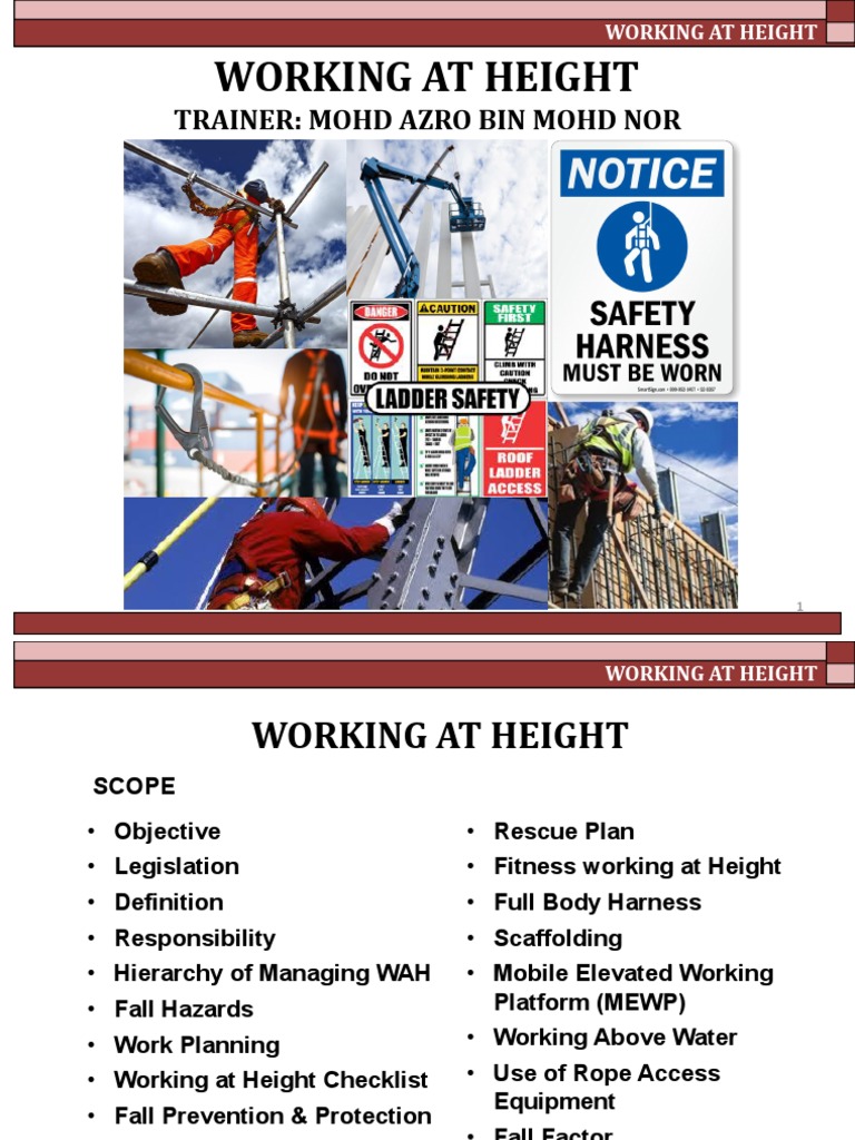 Working at Height - Handout Worksite Guide | PDF | Ladder ...