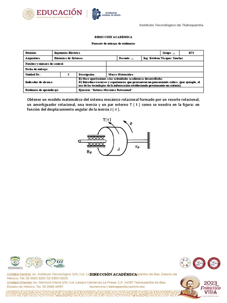 Ejercicio Sistema Mecánico Rotacional 1 | PDF | Evaluación | Cognición
