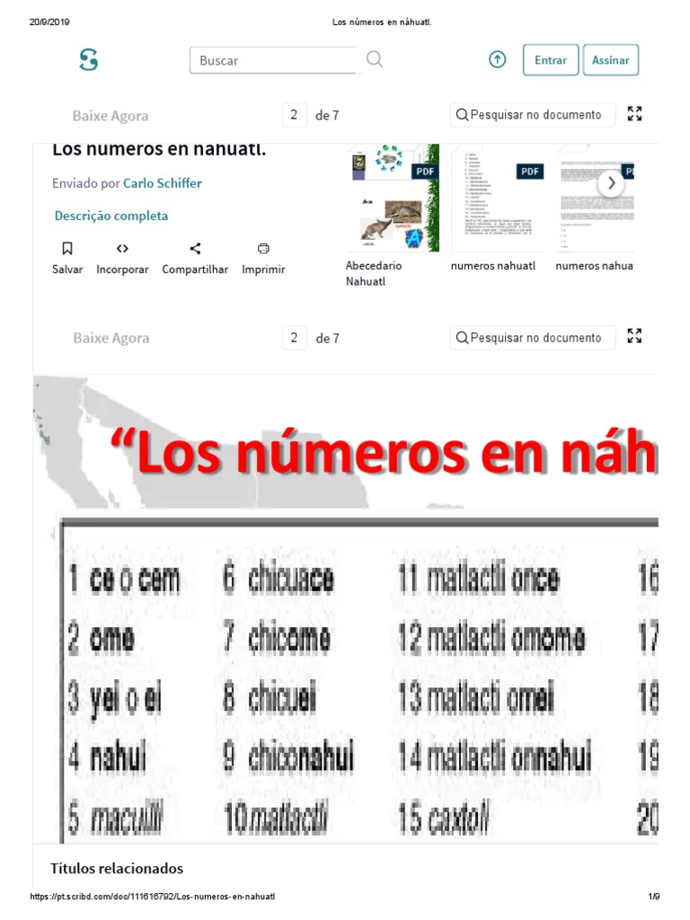 Los Números en Náhuatl | PDF | Náuatle (idioma)