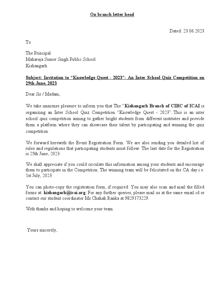 Letter To Schools V1 | PDF