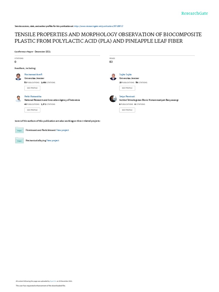 Tensile Properties and Morphology Observation of Biocomposite Plastic ...