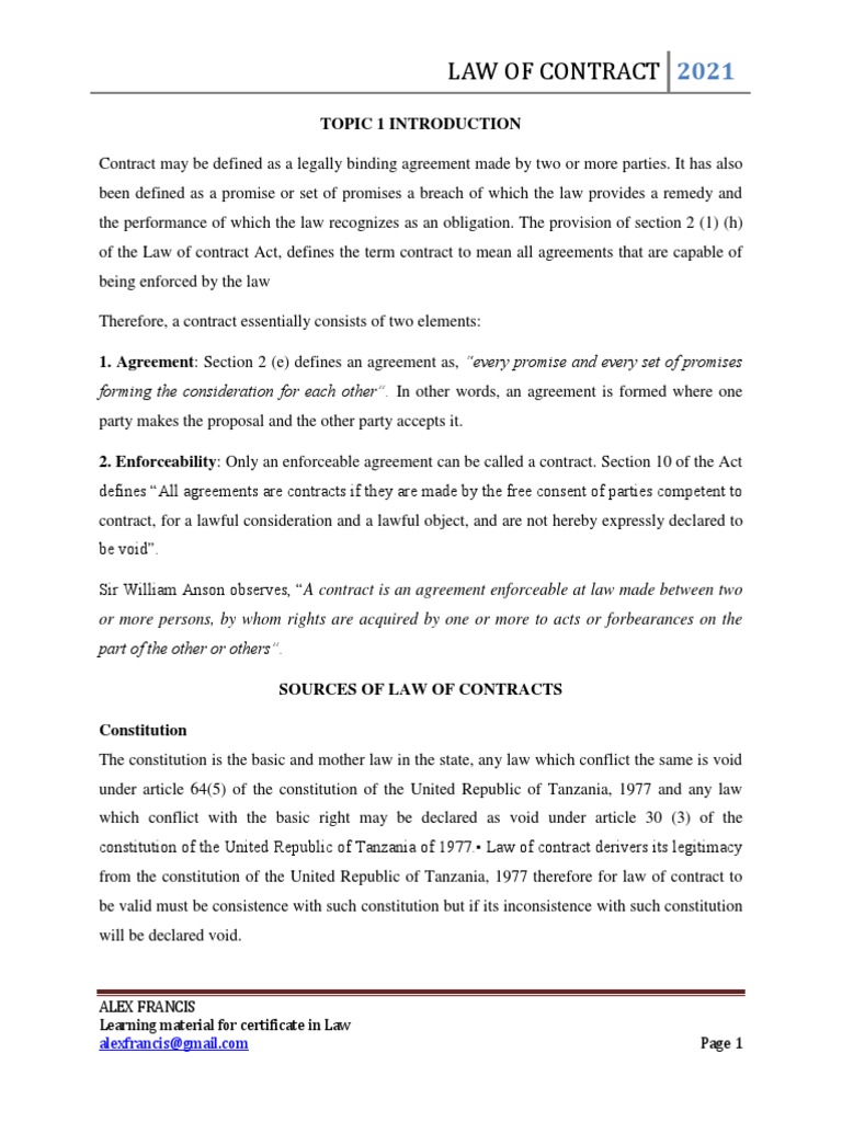 Contract Law | PDF | Offer And Acceptance | Consideration