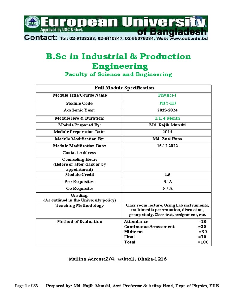 Physics I(IPE) RM 4M Spring 2023 | PDF | Diffraction | Light