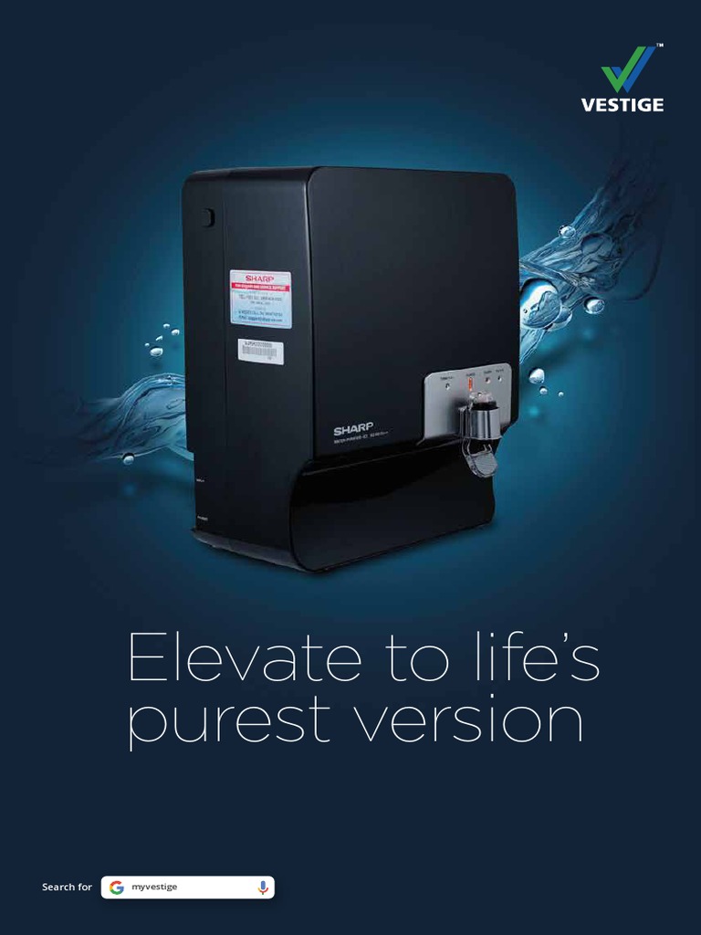 Vestige Sharp Water Purifier Booklet PDF Water Purification Purified Water