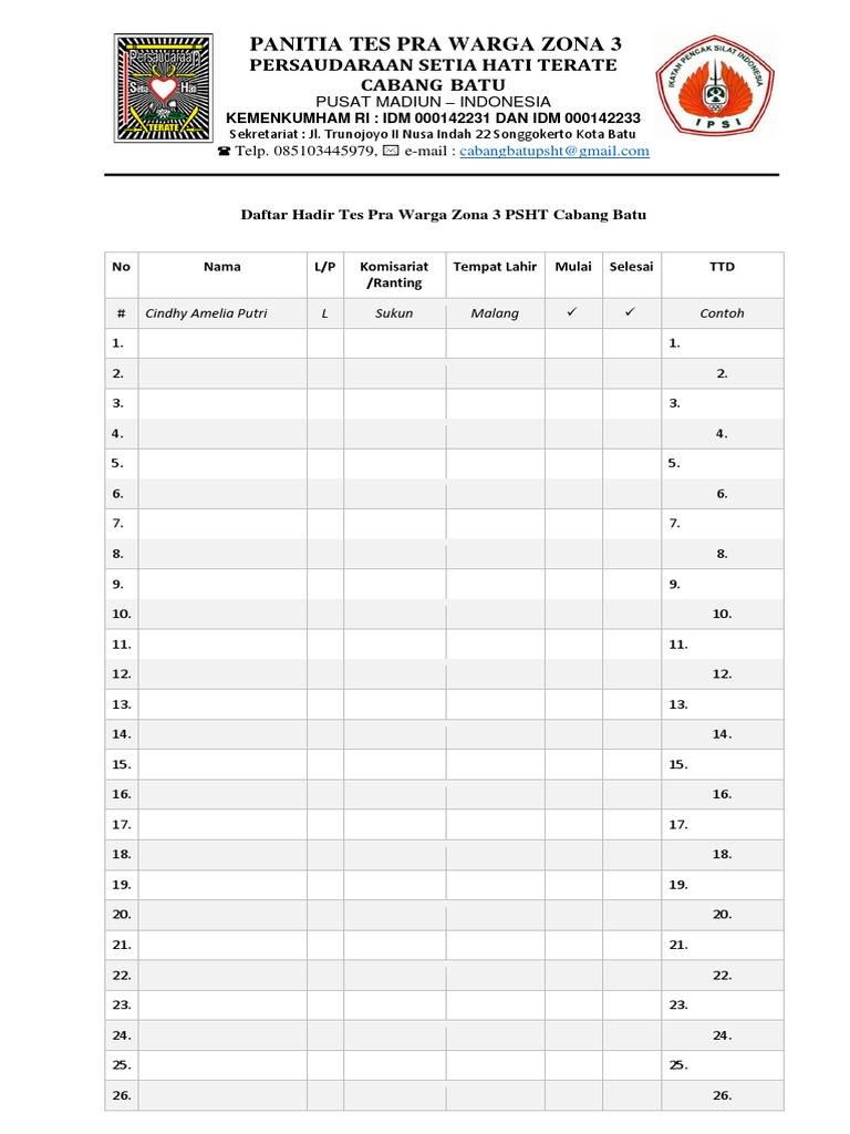 Lembar Presensi_051618 | PDF