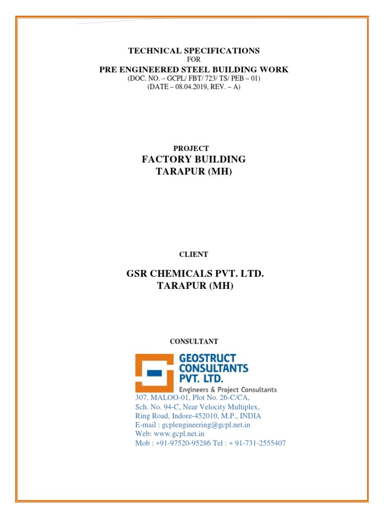 Factory Building | PDF | Screw | Specification (Technical Standard)