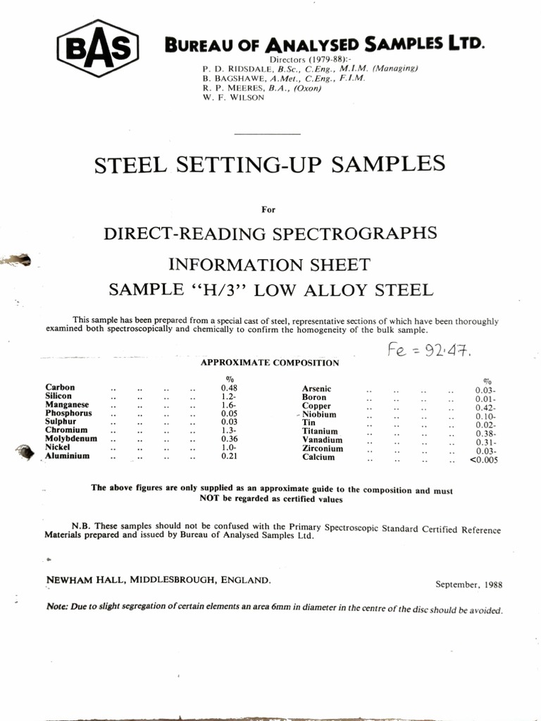 Samples: Steel Setting-Up | PDF | Metals | Chemical Elements
