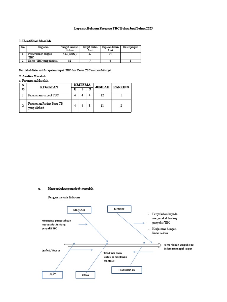 Laporan Bulanan Program TBC Bulan Juni Tahun 2023 (1) | PDF