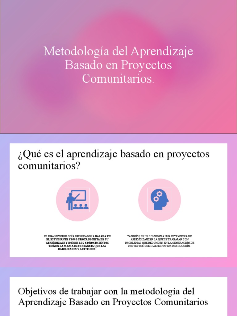 Metodología Del Aprendizaje Basado en Proyectos Comunitarios | PDF | Aprendizaje | Aprendizaje ...