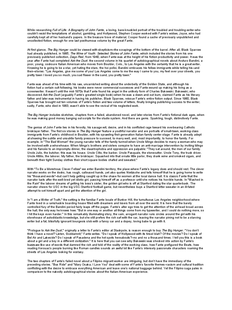 John Fante's Unpublished Stories | PDF