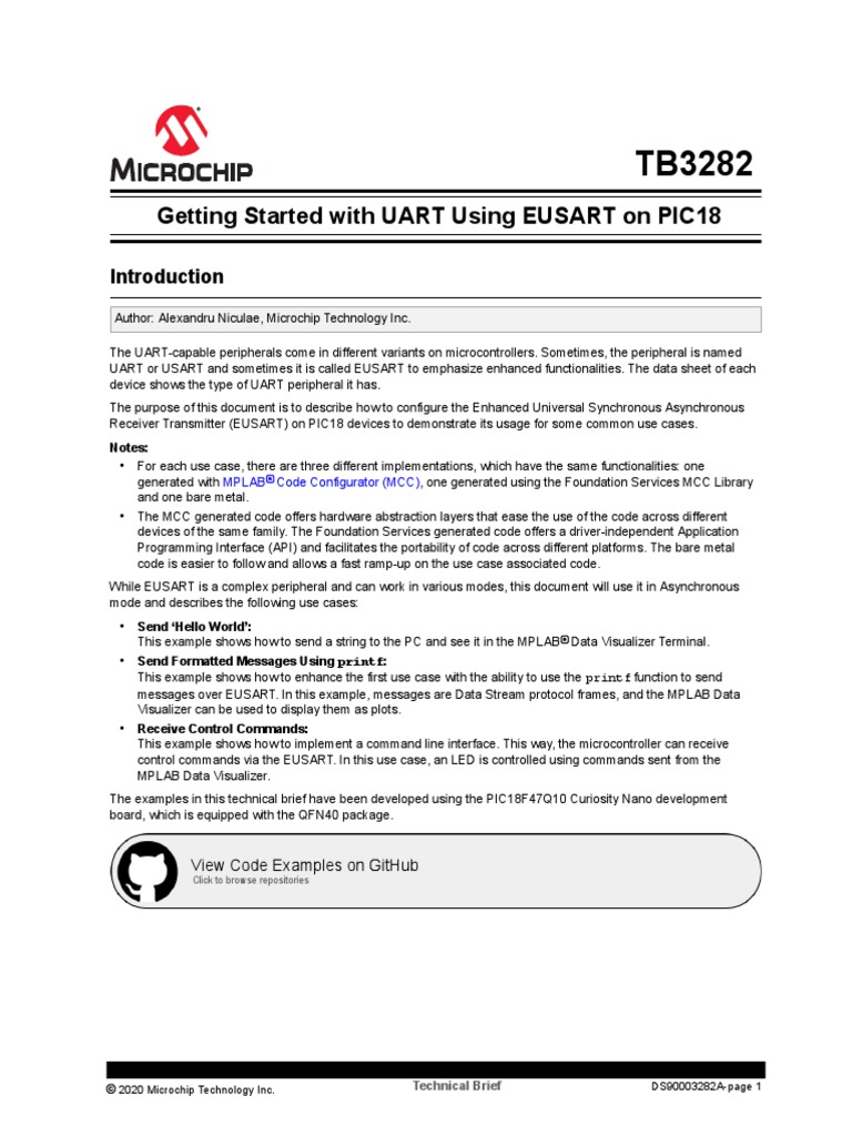 Getting-Started-with-UART-Using-EUSART-on-PIC18-90003282A | PDF | Microcontroller | Electrical ...