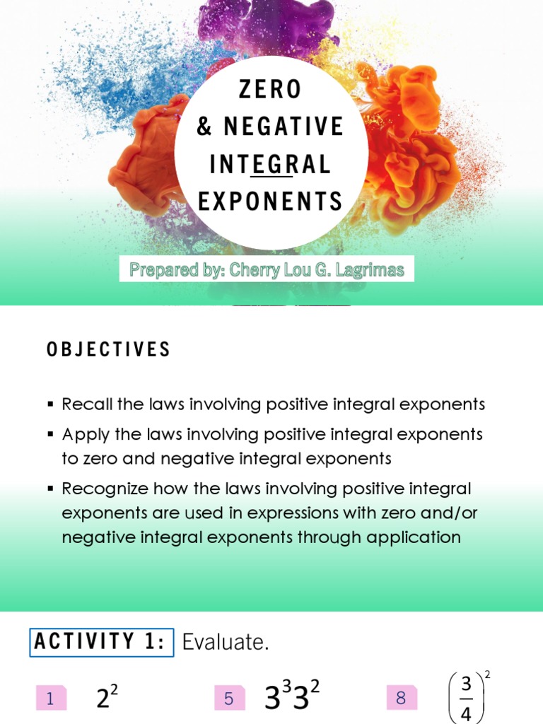 Q3 - Zero Negative Integral Exponents | PDF | Mathematics | Physics