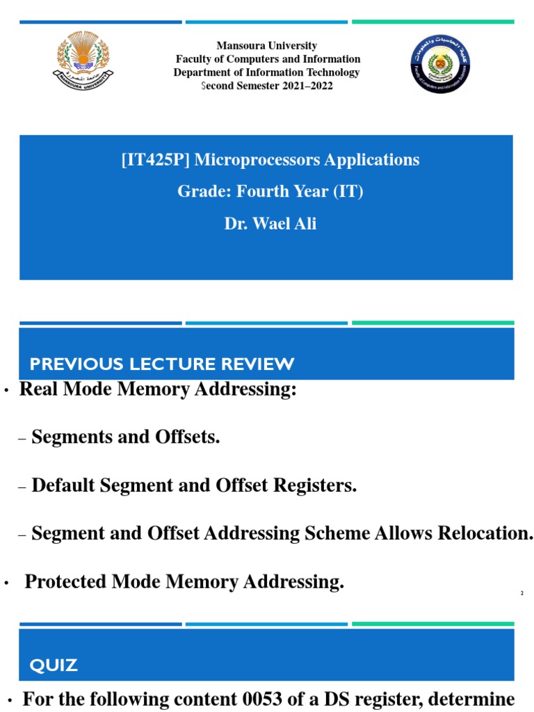 Lec 4 Pdf Assembly Language Computer Architecture