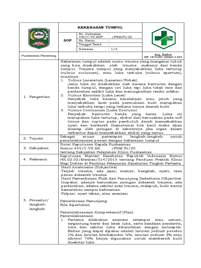 Sop Kekerasan Tumpul | PDF