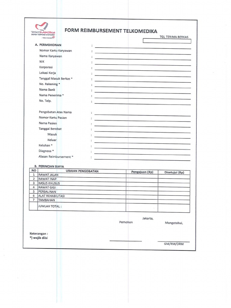 Form Reimburse Telkomedika Baru - Rotated | PDF