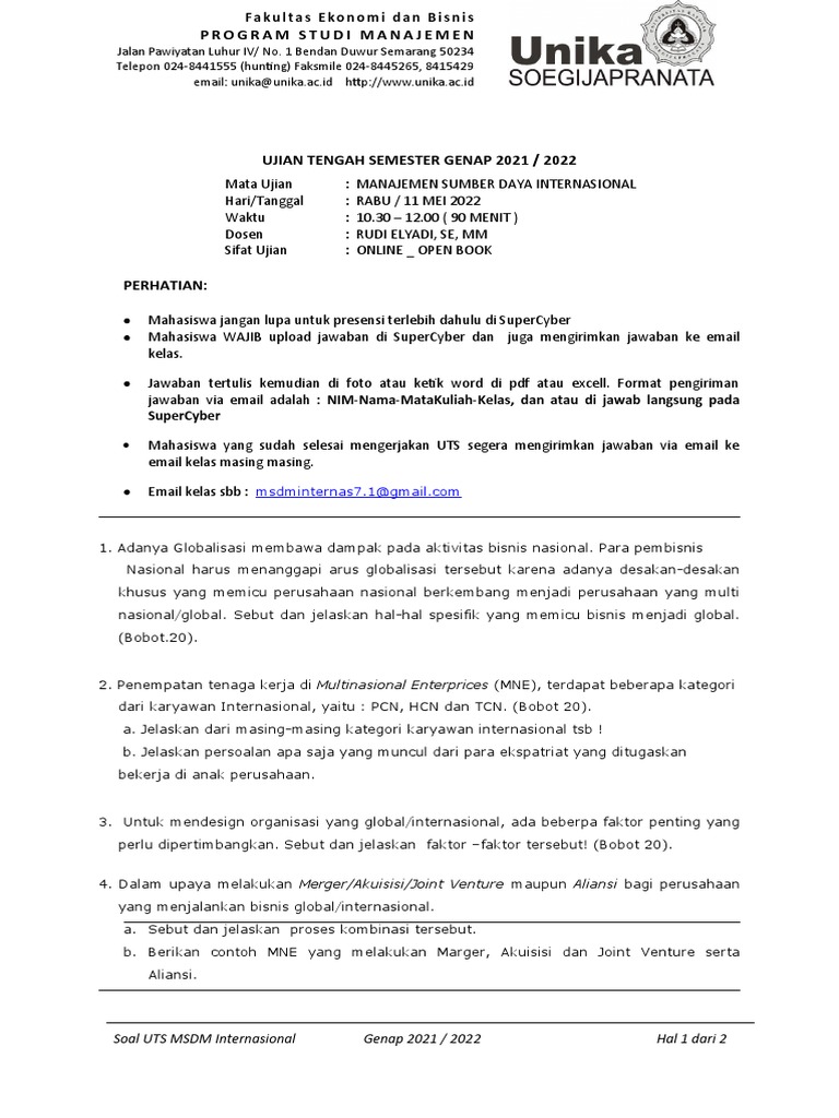 UTS Manajemen SDM Internasional | PDF