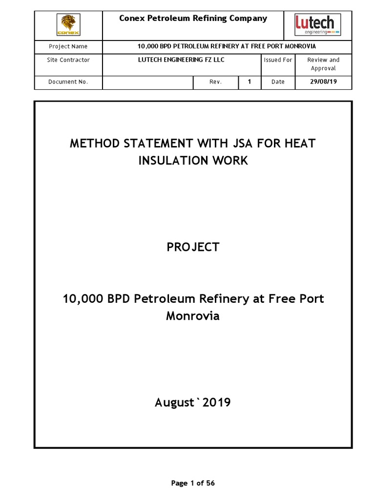 Method Statement With Jsa For Heat Insulation Work (Final) (12-08-2019 ...