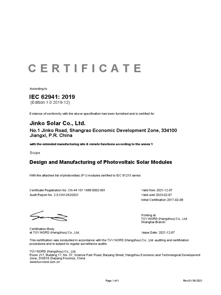 Multi-Site IEC 62941 2019 English Cert Draft (R1 20210918) SHG CN1242 ...