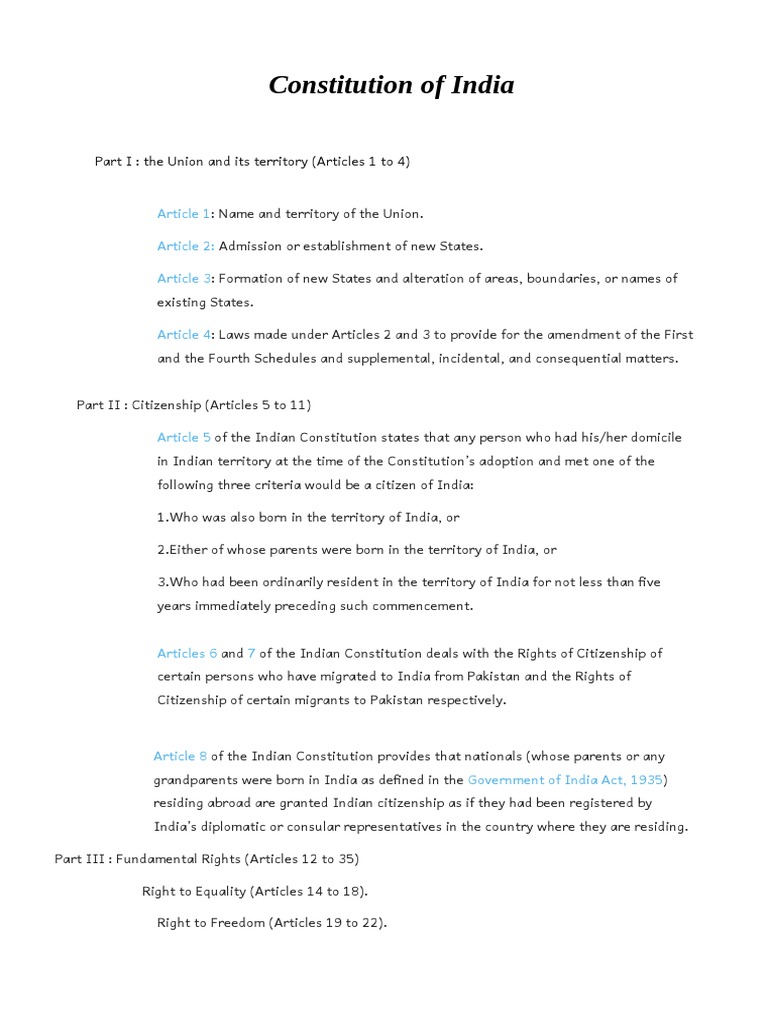 Constitution of India | PDF | Justice | Crime & Violence