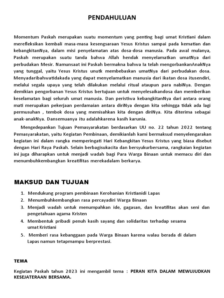 Proposal Paskah 2023 -Revisi (1) | PDF