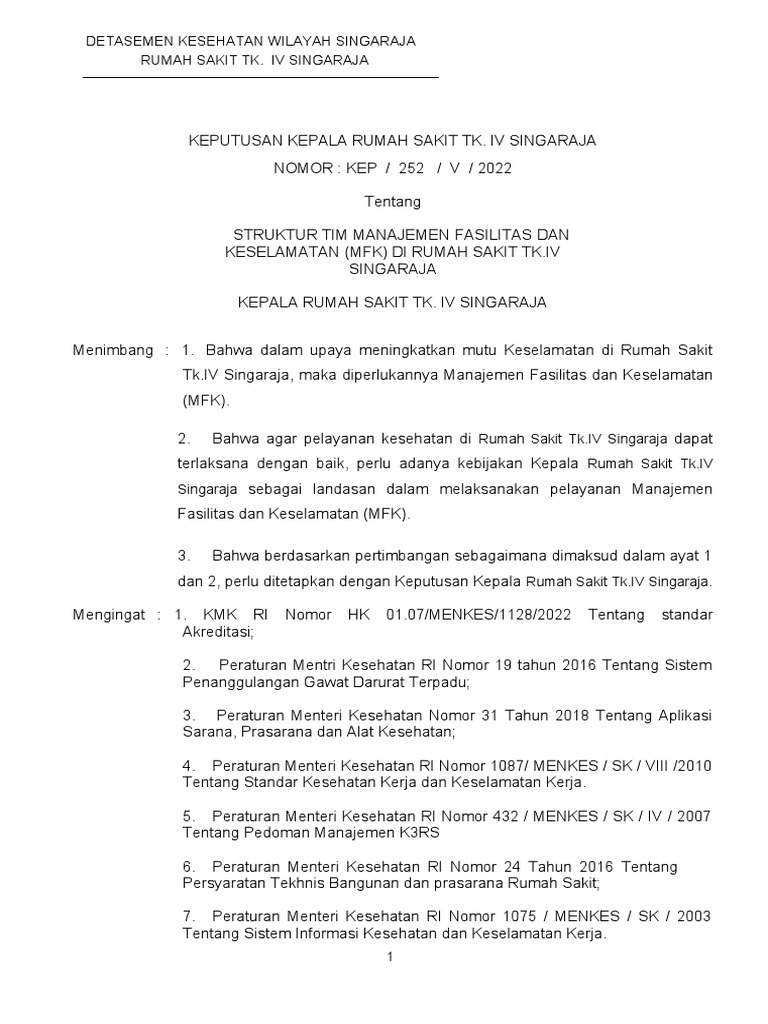 Kep Struktur Tim MFK Fix | PDF