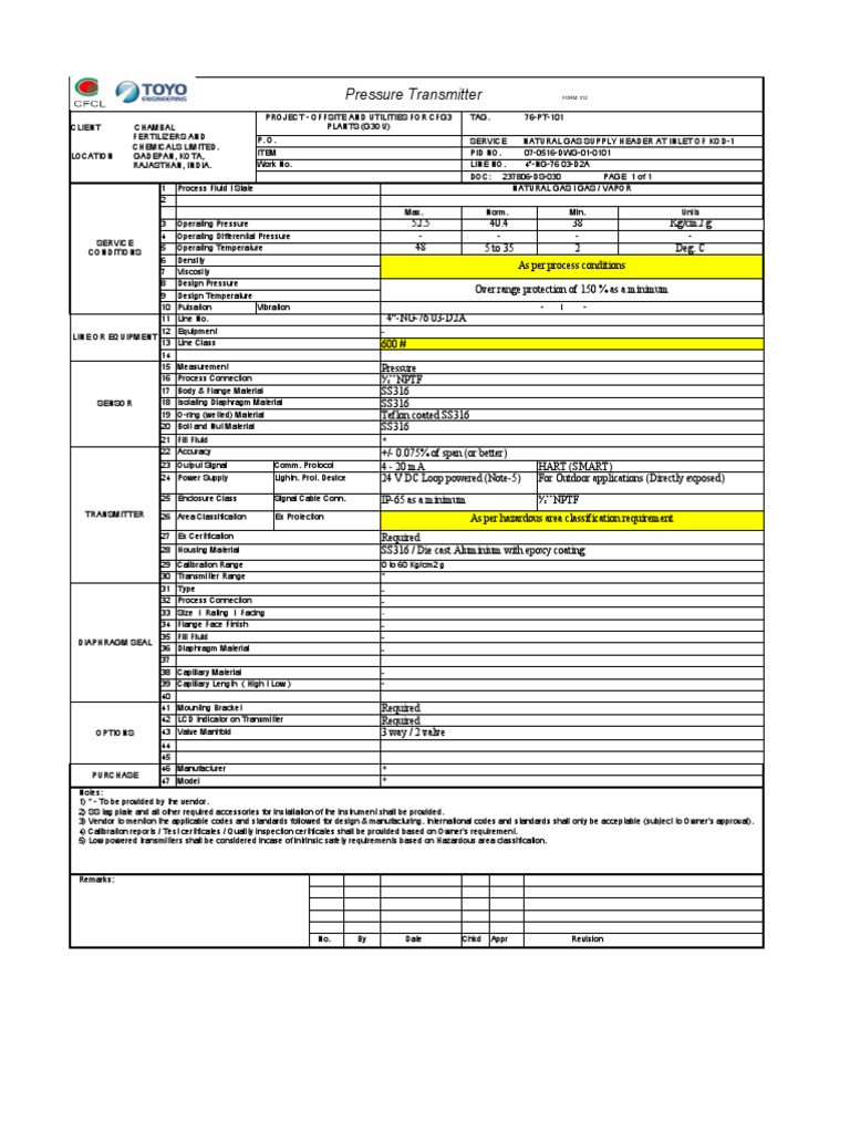 312-Data Sheet For Pressure Transmitter | PDF | Pressure Measurement ...