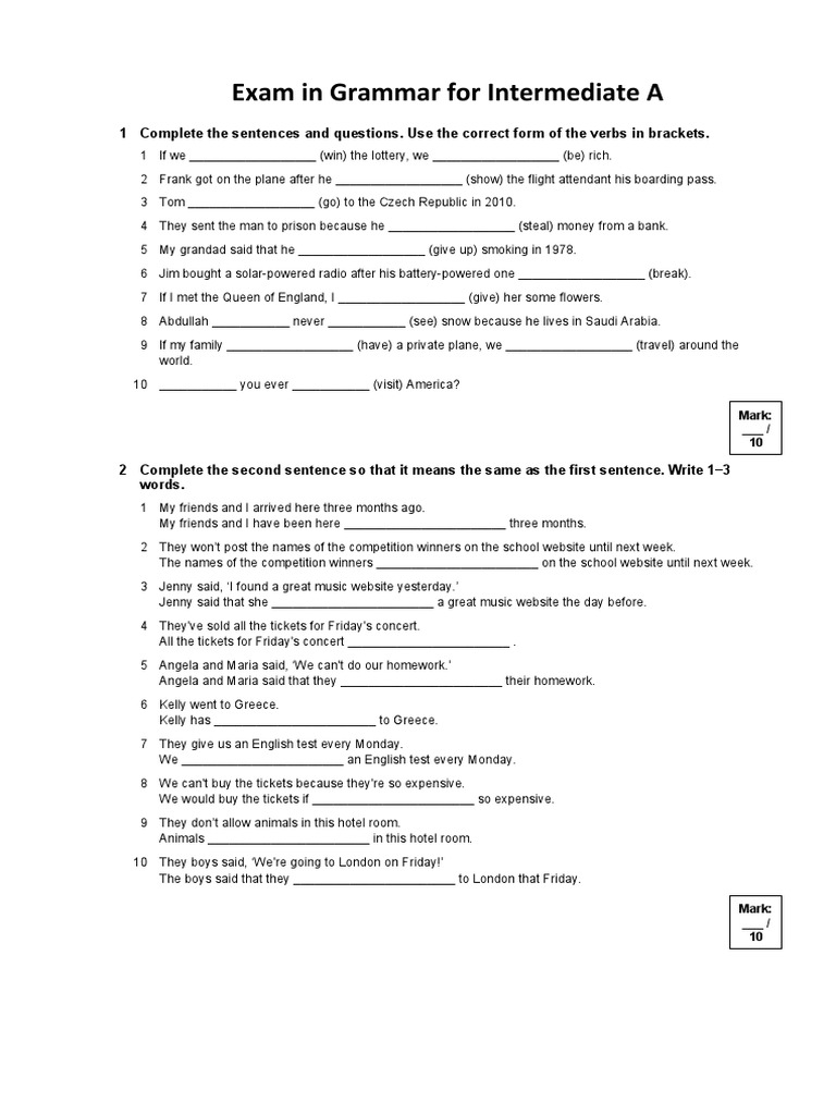 Exam en 23 Grammar and Writing | PDF | Linguistics