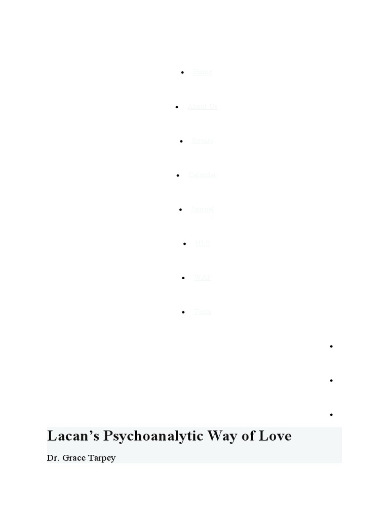 Lacan's Psychoanalytic Way of Love | PDF | Jacques Lacan | Psychoanalysis