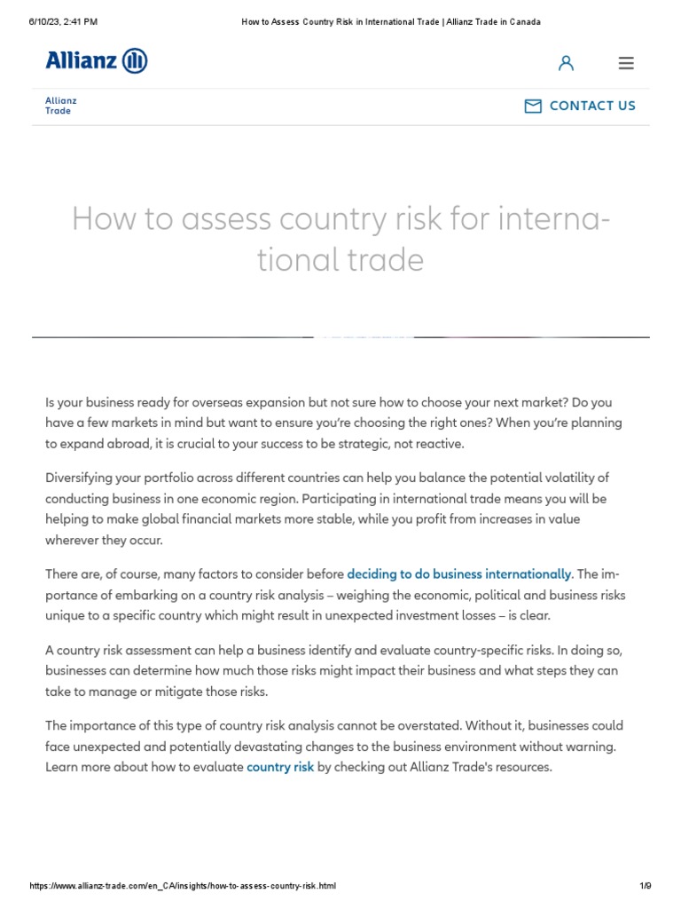 How To Assess Country Risk in International Trade - Allianz Trade in ...