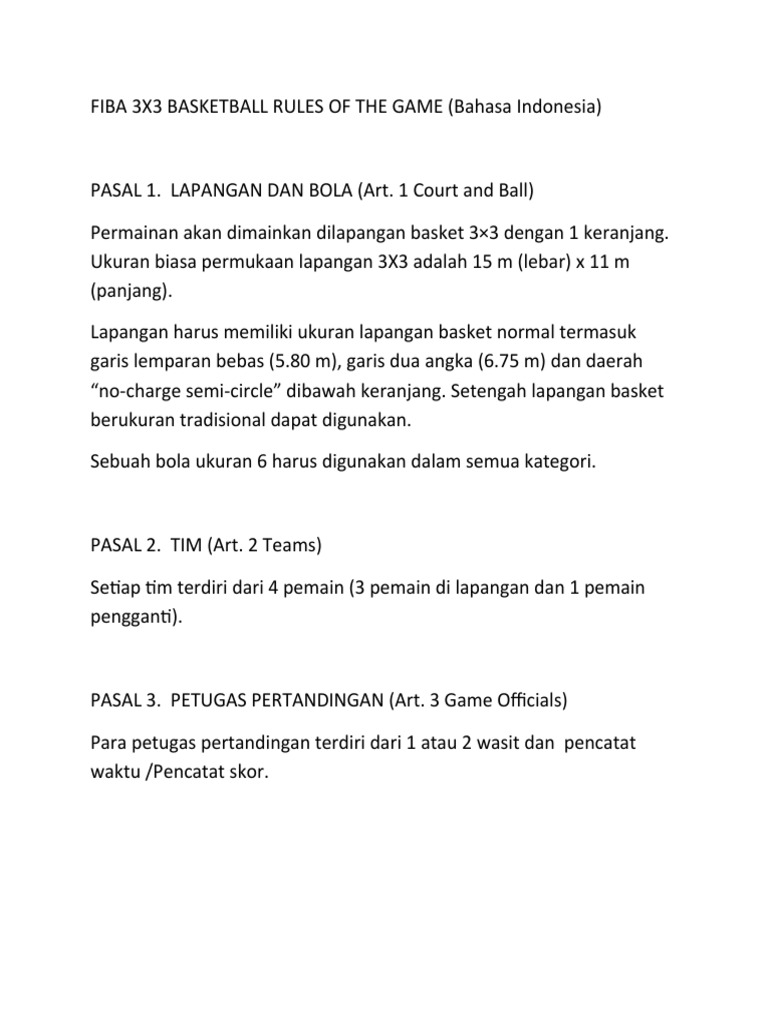 Mekanisme 3X3 Basket | PDF