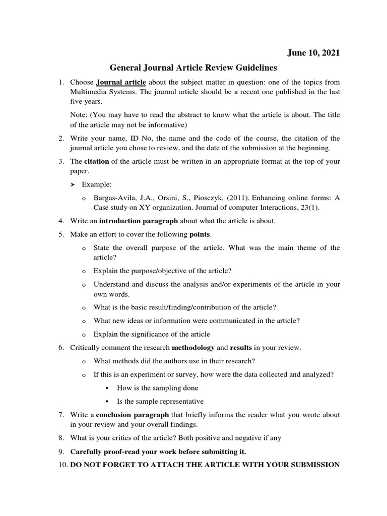 General Journal Article Review Guidelines | PDF