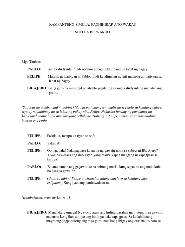 Iskrip Ng Dula | PDF