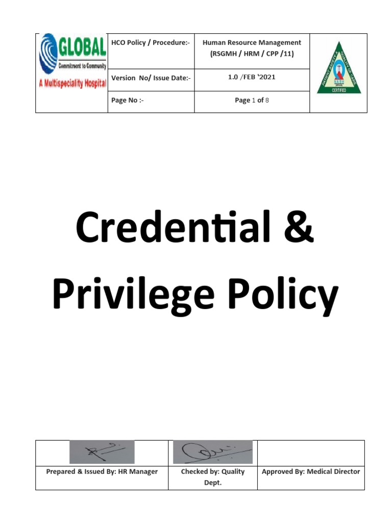 Credential Privilege Policy | Download Free PDF | Nursing | Human ...
