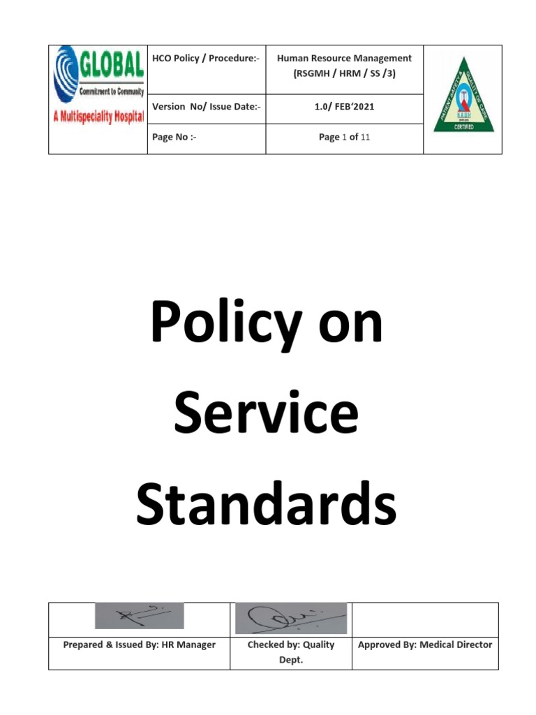02.g. - Service Standards | PDF | Human Resource Management | Human Resources