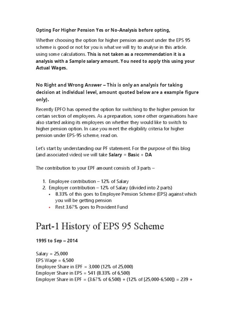 Opting Higher Pension - An Analysis | PDF | Pension | Employment