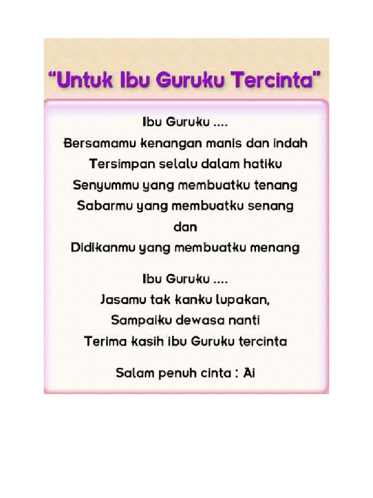 puisi anak tk untuk guru | PDF