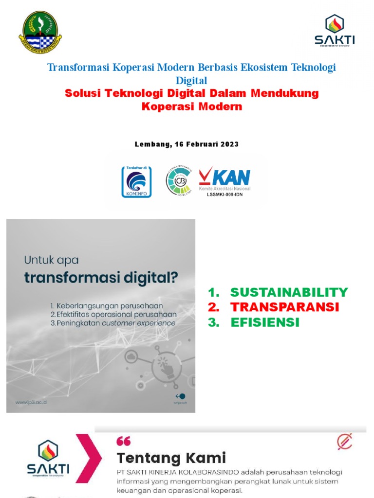 Transformasi Digital Koperasi (Bimtek Propinsi) | PDF