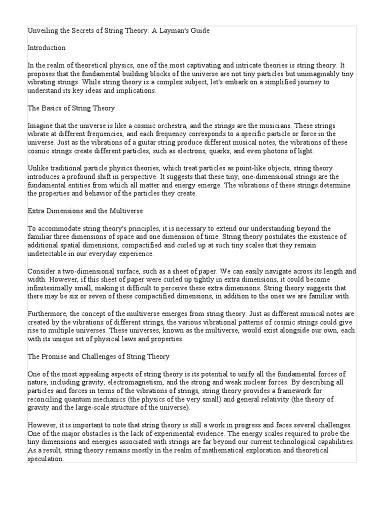 Unveiling The Secrets of String Theory | PDF | String Theory | Universe