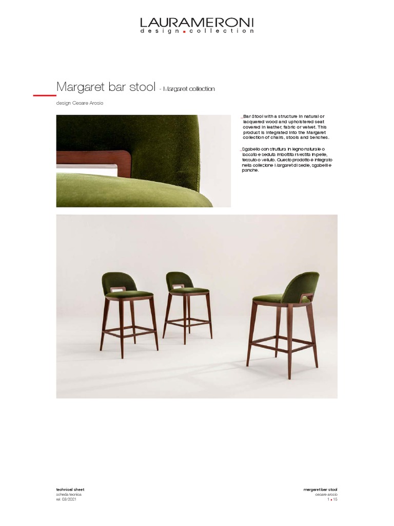 Laurameroni Margaret Bar Stool CA302SB Hight Stool Technical Sheet ...
